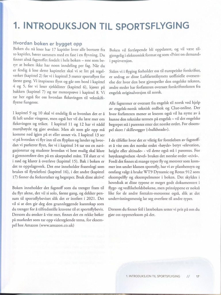 Chapter 1 - Introduksjon Til Sportsflying | PDF
