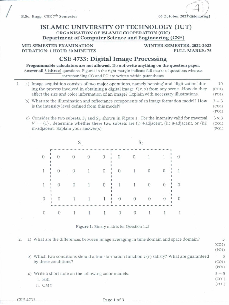 41 CSE 4733 Digital Image Processing | PDF