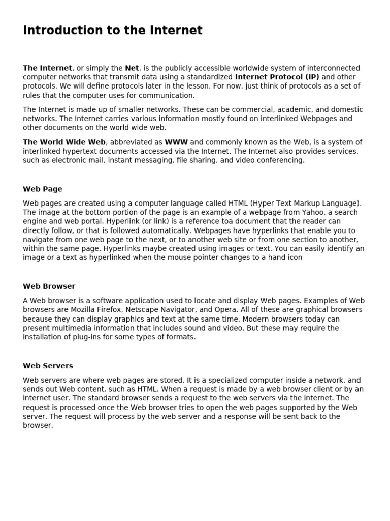 Introduction to the Internet | PDF