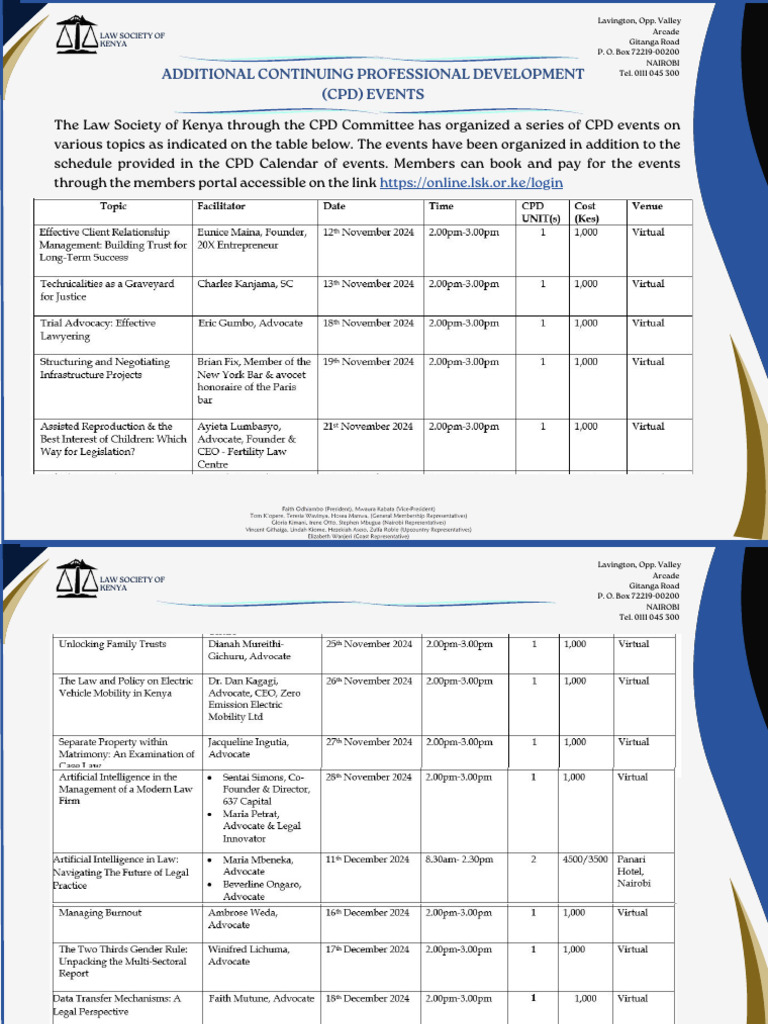 LSK CPD Events Schedule 2024-2025 | PDF