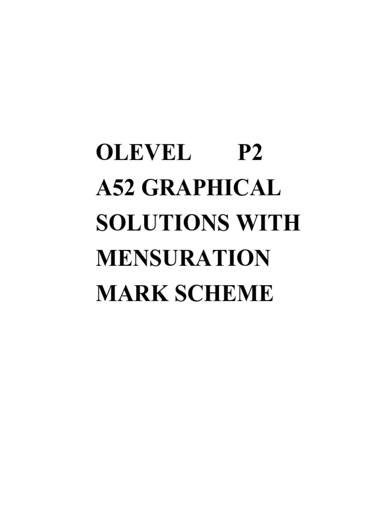 Olevel P2 A52 Graphical Solutions With Mensuration Mark Scheme | PDF
