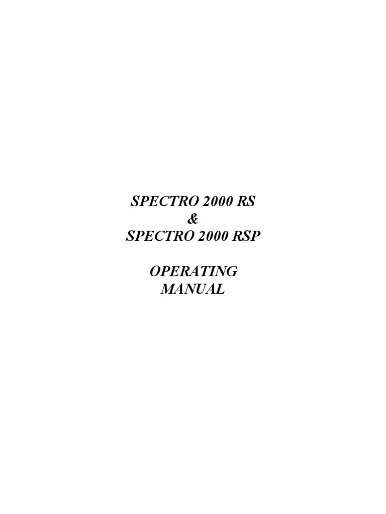Spectro 2000 RS/RSP User Guide | PDF | Spectrophotometry | Menu (Computing)