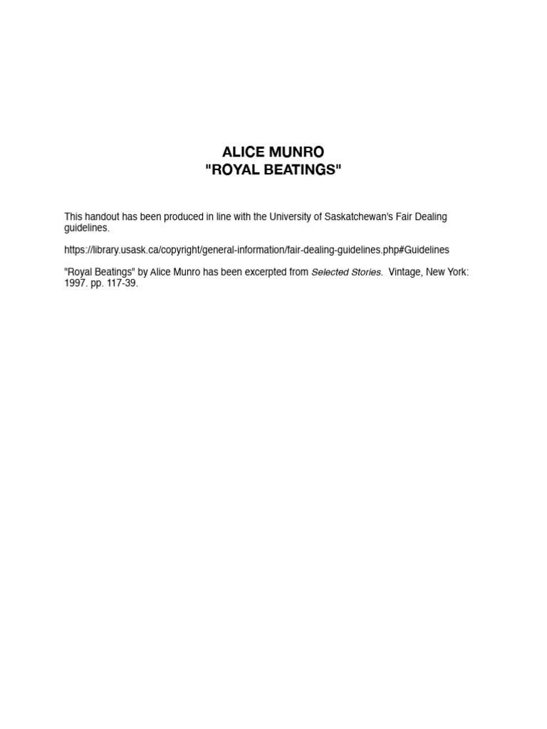 Alice Munro, Royal Beatings | PDF