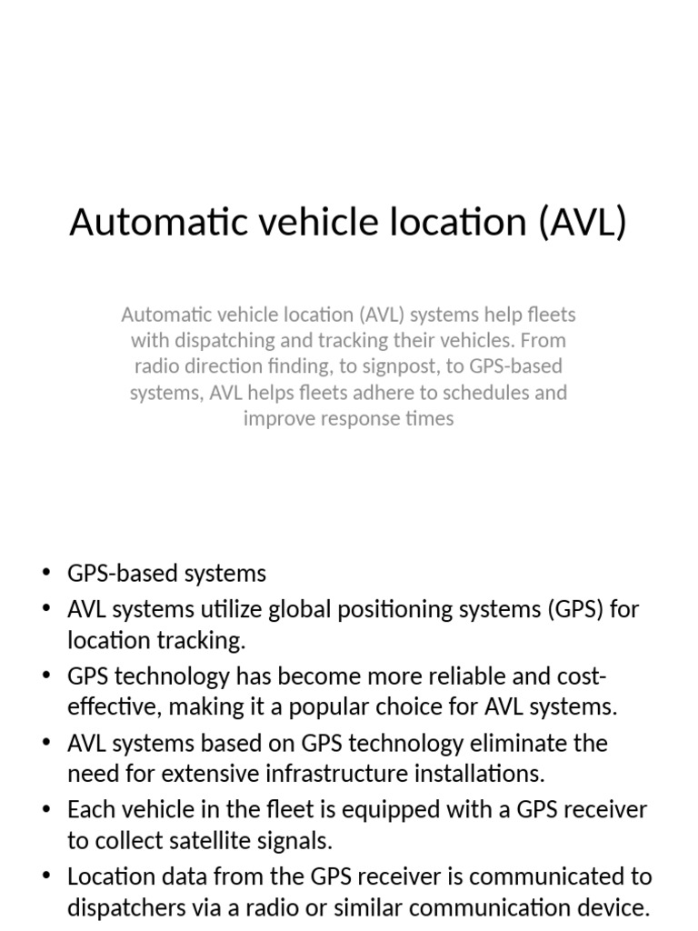Automatic Vehicle Location (AVL) | PDF