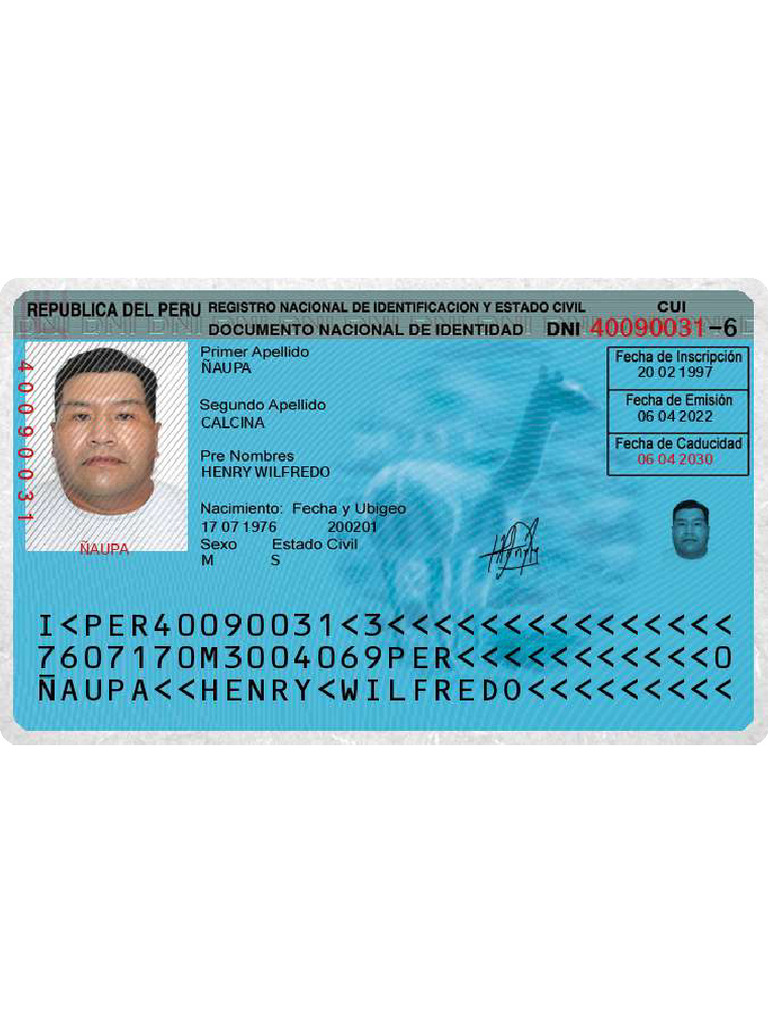 Dni Virtual Azul 40090031 Anverso | PDF