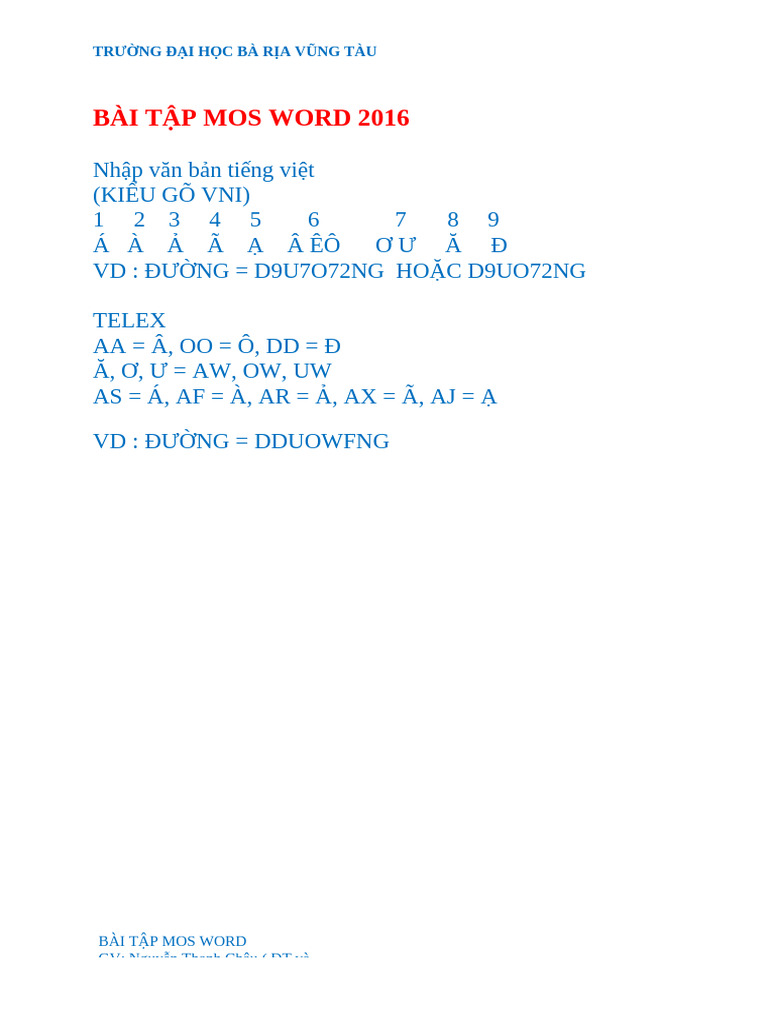 BÀI_TẬP_MOS_WORD | PDF