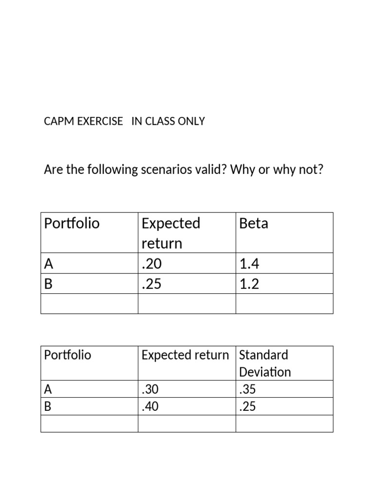 CAPM Exercise For Class - OCT 22 - 1 | PDF