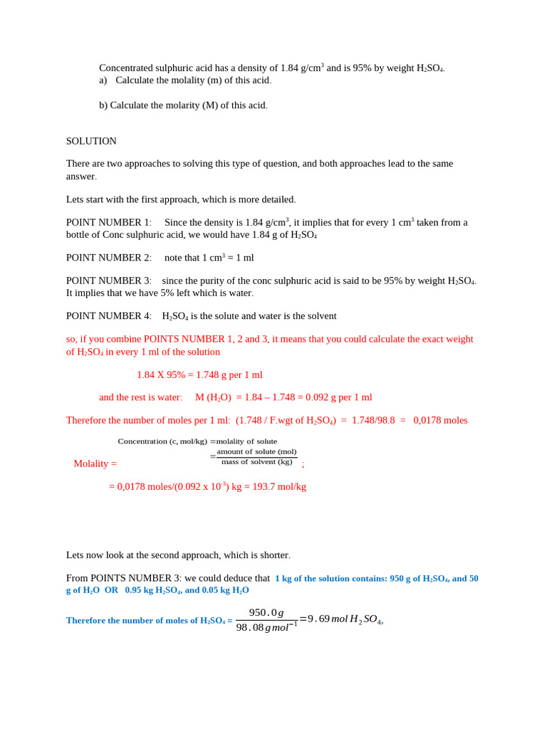 Molality And Molarity Question And Phase Diagram Pdf