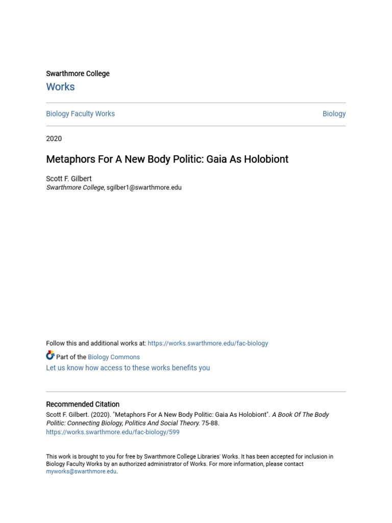 Metaphors For A New Body Politic - Gaia As Holobiont | PDF