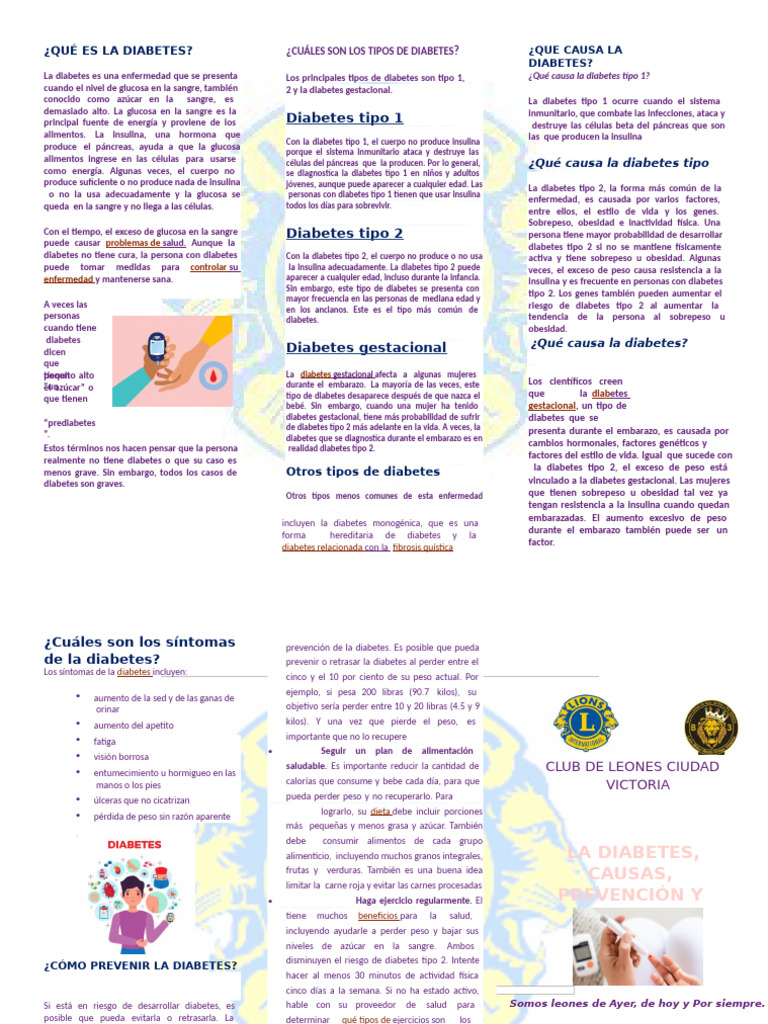 Triptico Diabetes CD Victoria Club de Leones | PDF Triptico Diabetes CD Victoria Club de Leones | PDF