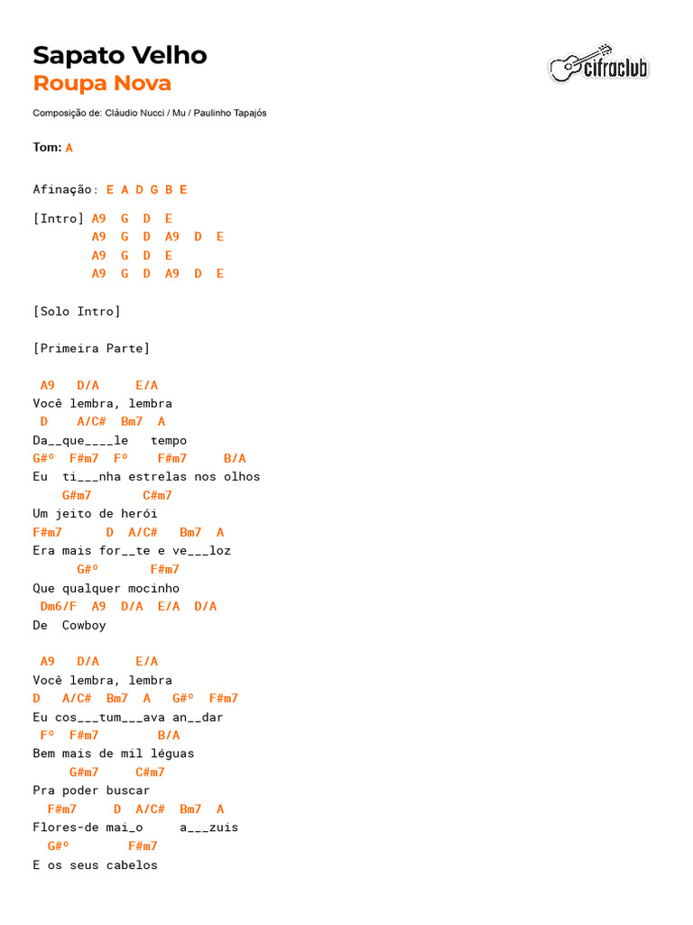 Cifra Club - Roupa Nova - Sapato Velho | PDF