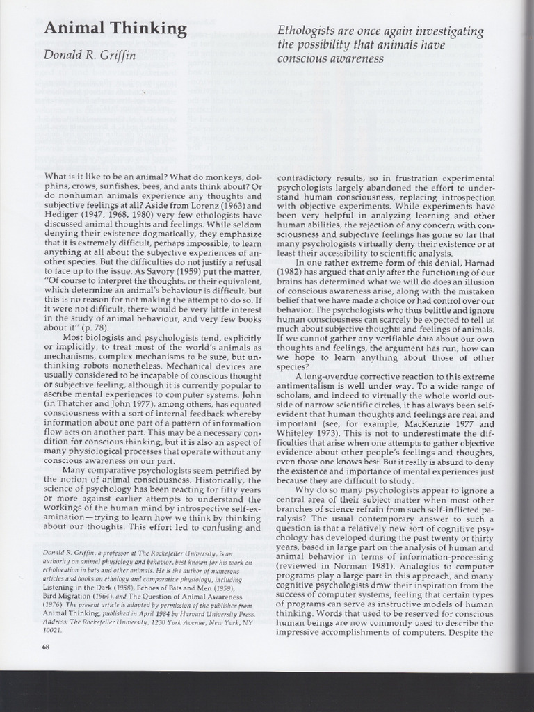 Animal Thinking | PDF