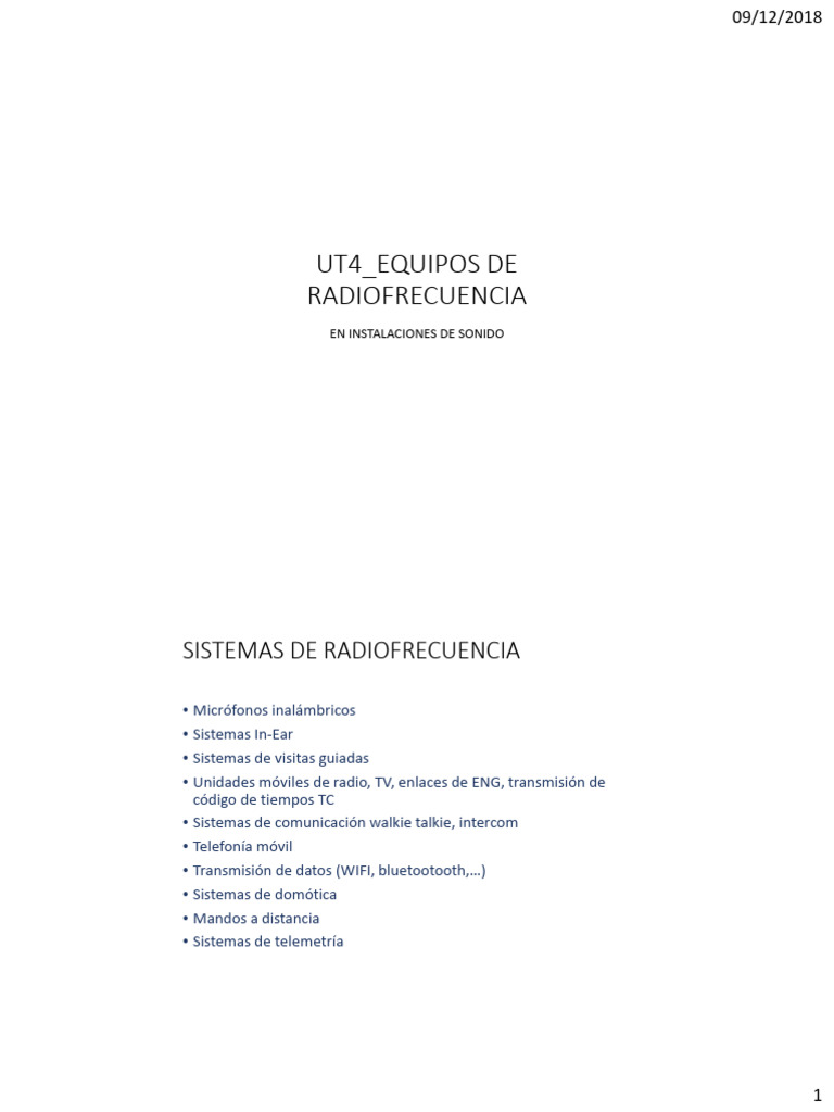 UD4 - PDF - Presentación - Equipos de Radiofrecuencia | PDF
