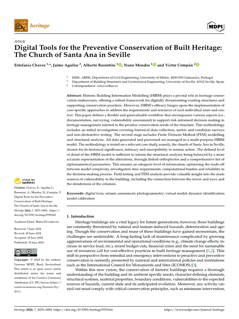 Digital Tools For The Preventive Conservation of Built Heritage | PDF