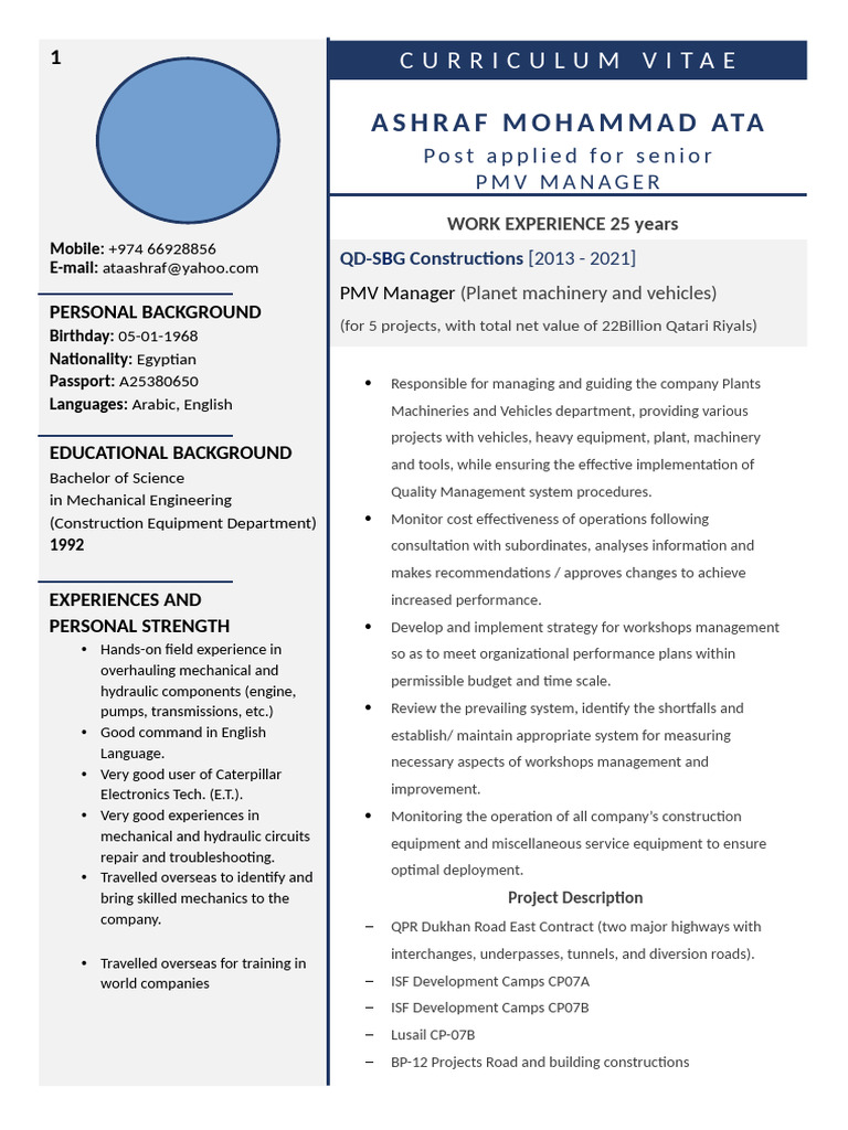 CV Eng Ashraf | PDF