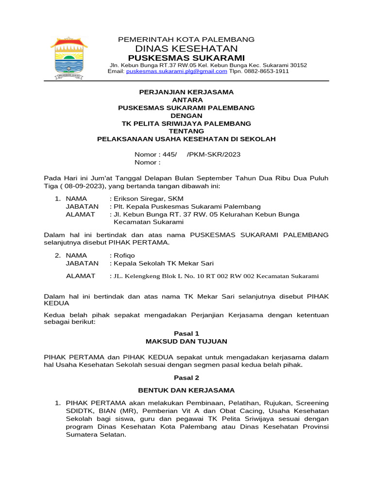 Mou TK Mekar Sari | PDF