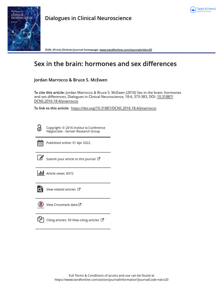 Sex in The Brain Hormones and Sex Differences | PDF