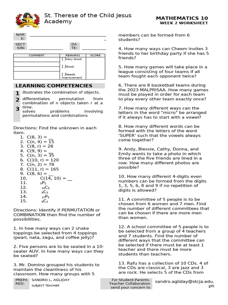 MATH10_Q3_W2_WORKSHEET | PDF