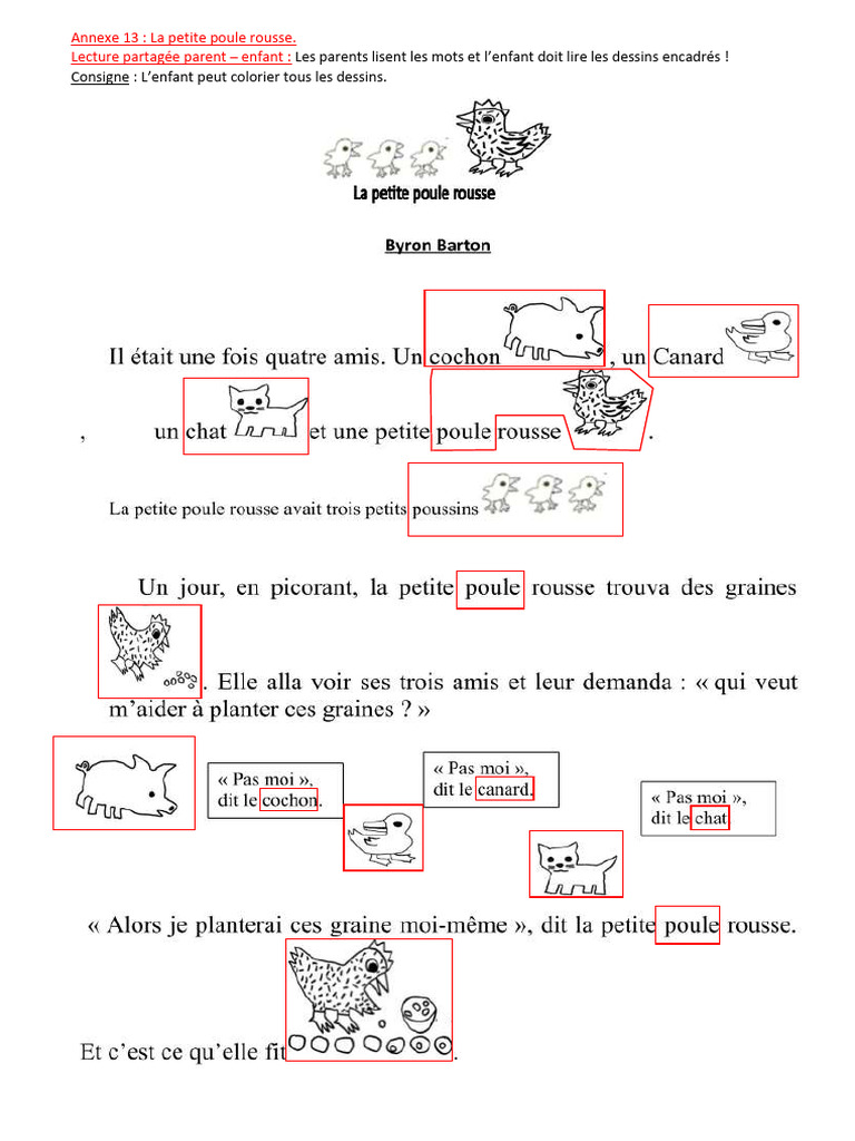 2.11 Annexes 13 Lecture Partagée La Petite Poule Rousse | PDF