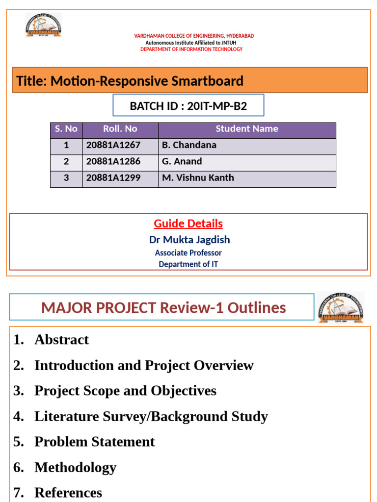 Title: Motion-Responsive Smartboard: Batch Id: 20It-Mp-B2 | PDF