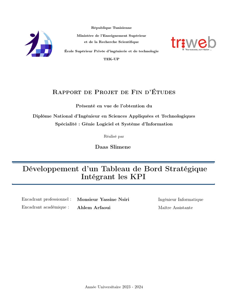 Rapport PFE TEKUP LATEXx | PDF