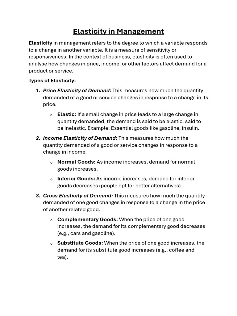Elasticity in Management | PDF