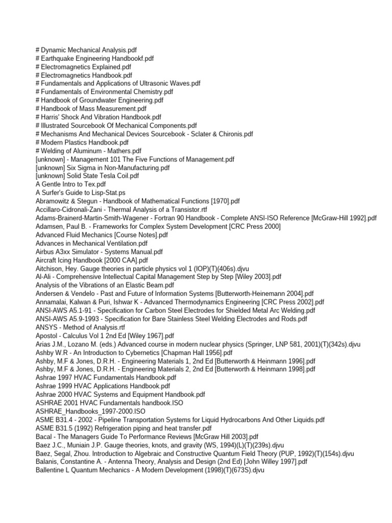 Book List - Engineers Handbooks | PDF