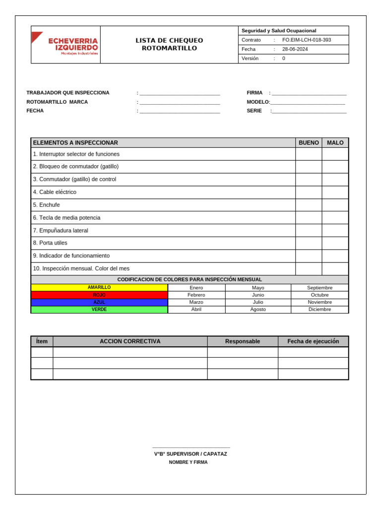 FO.EIM-LCH-018-393 - Check Listo Rotomartillo Rev.0 | PDF