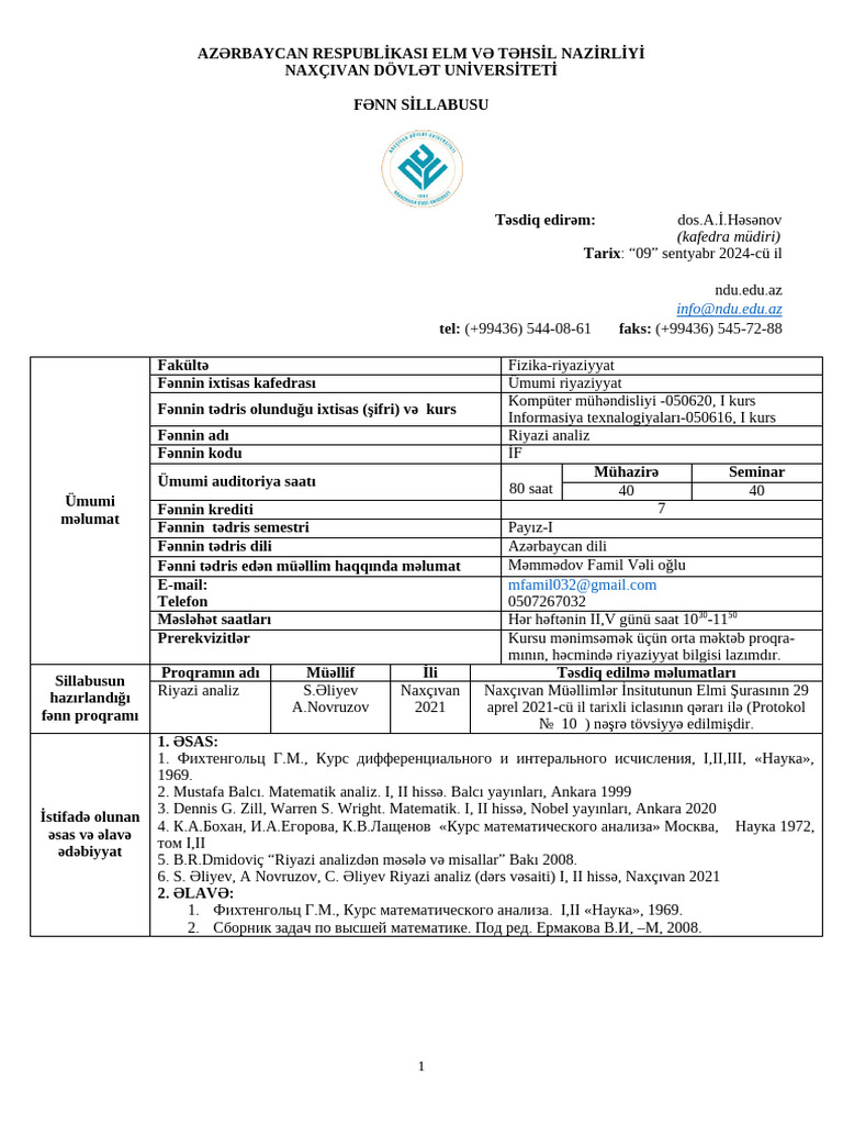 Km+It I, Sillabus 2024 25 | PDF
