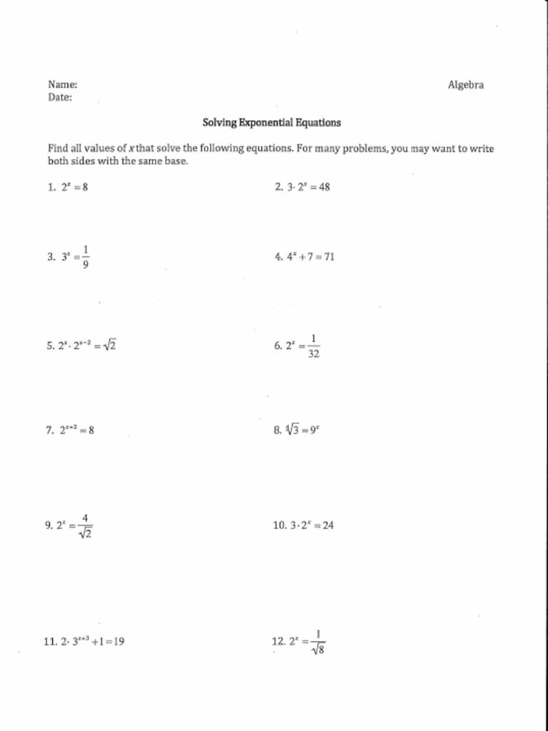 Solving Exponential Equations | PDF