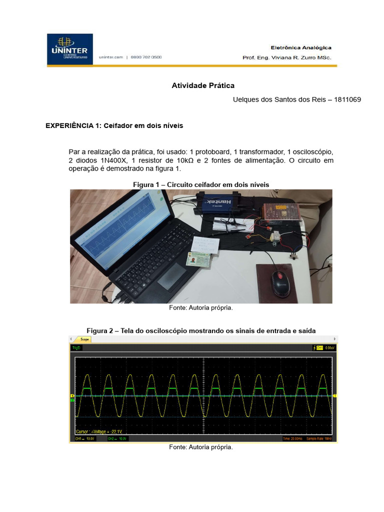 Atividade Prática - Eletronica Analogica | PDF | Rede elétrica | Métodos e Materiais de Ensino