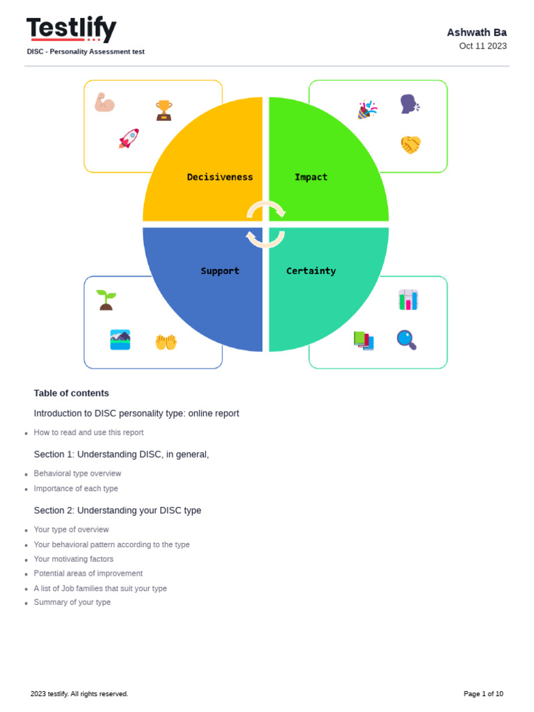 DISC - Personality Assessment - Sample Report | PDF