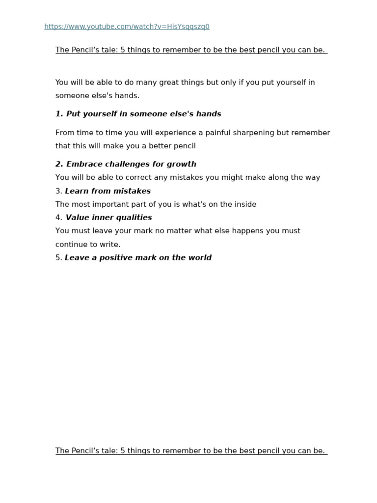 The Pencils tale exit slip | PDF