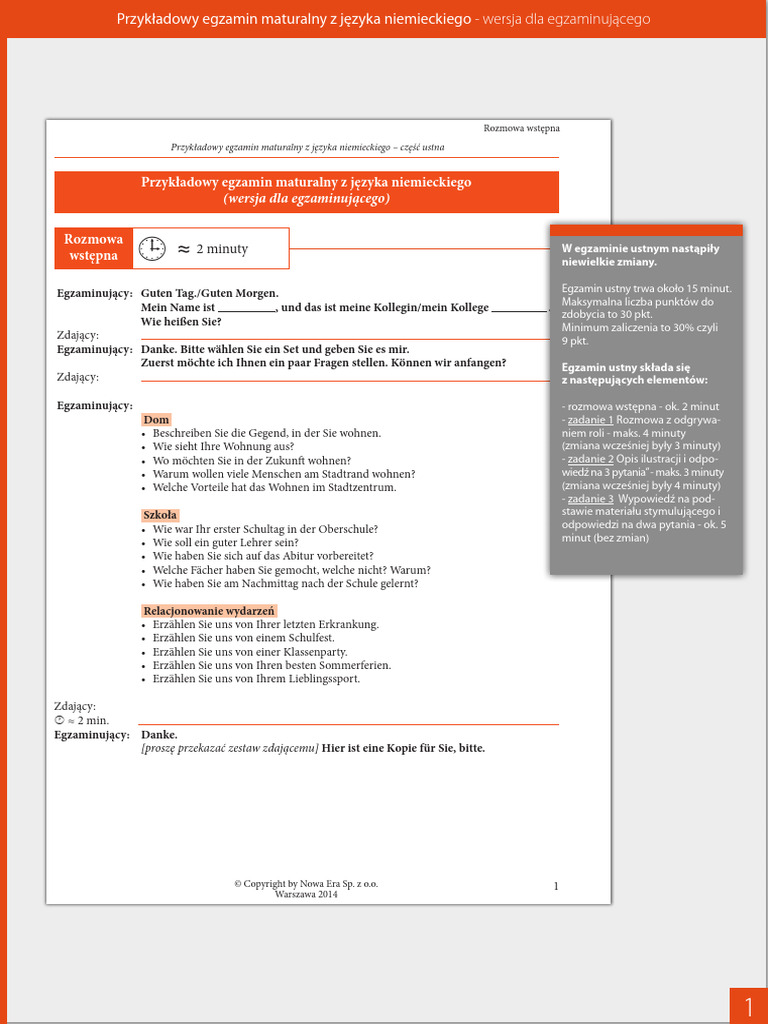 Arkusz Ustny Z Komentarzem Matura W Nowej Formule Od 2015 | PDF