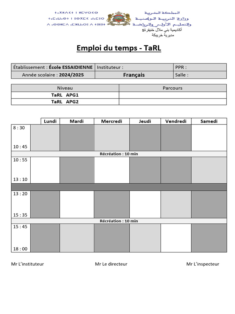 Emploi Du Temps Mery | PDF