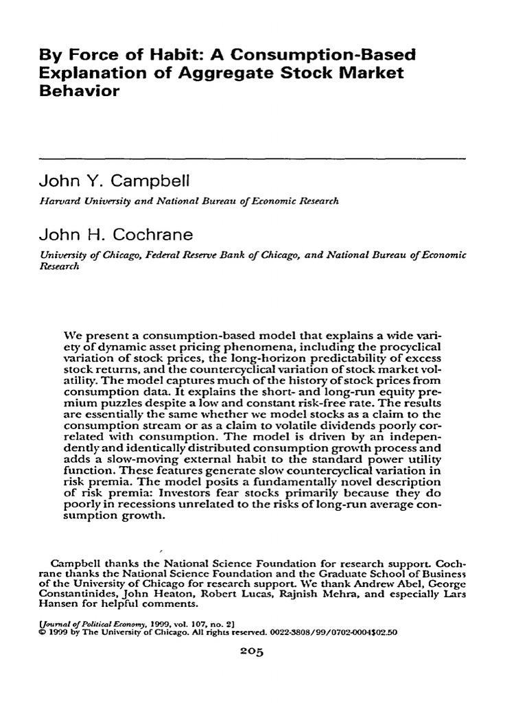2 Campbell and Cochrane - 1999 - by Force of Habit - A Consumption ...