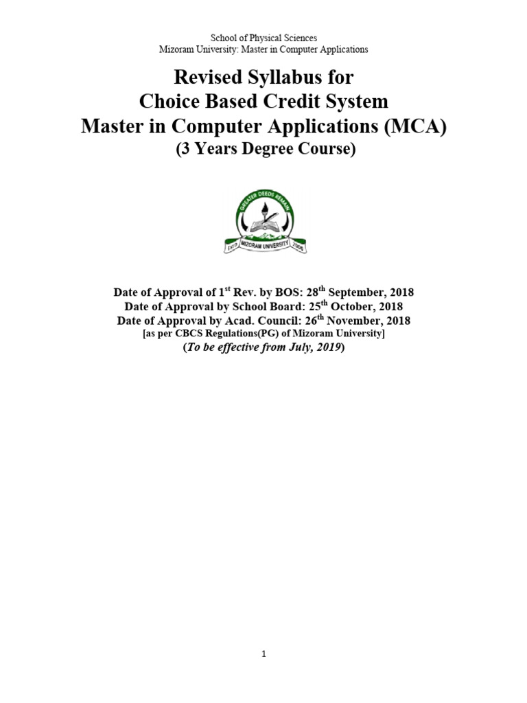 MCA Syllabus Rev Fin 2018-1 | PDF