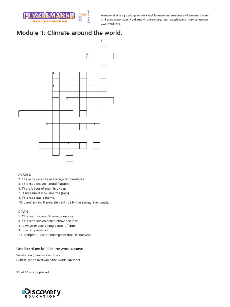 Criss Cross Puzzle _ MODULE 1 | PDF