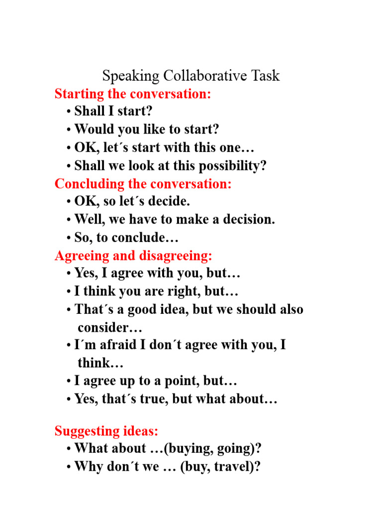 Speaking Collaborative Task Pet, FC | PDF