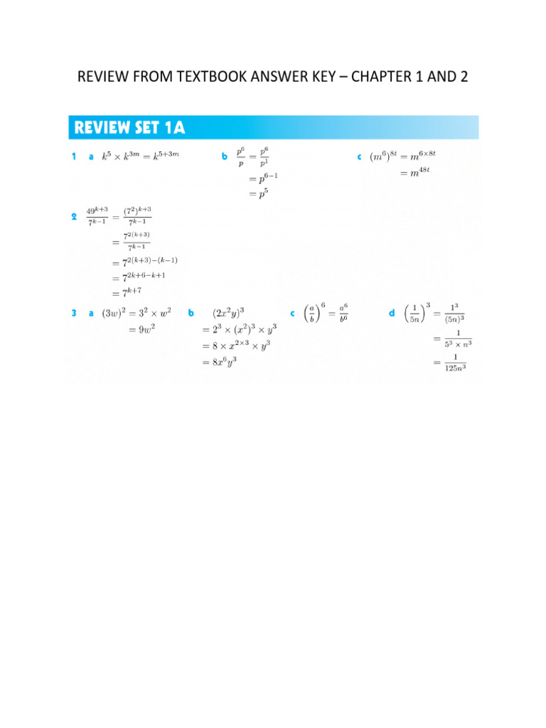 CH 1-2 Review Key From Textbook | PDF