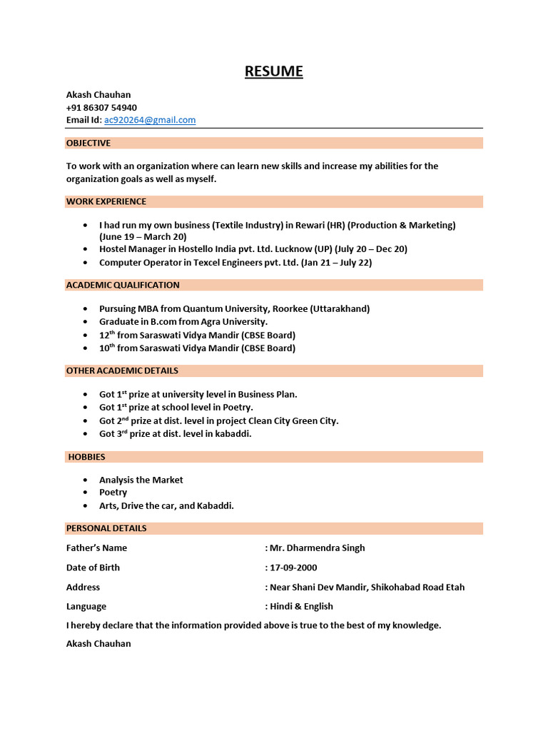 Akash Chauhan RESUME | PDF