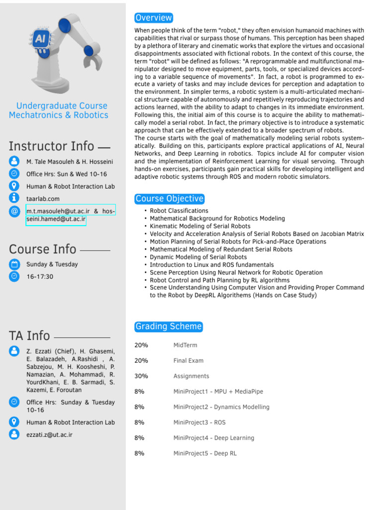 Mechatronic and Robotics Syllabus | PDF