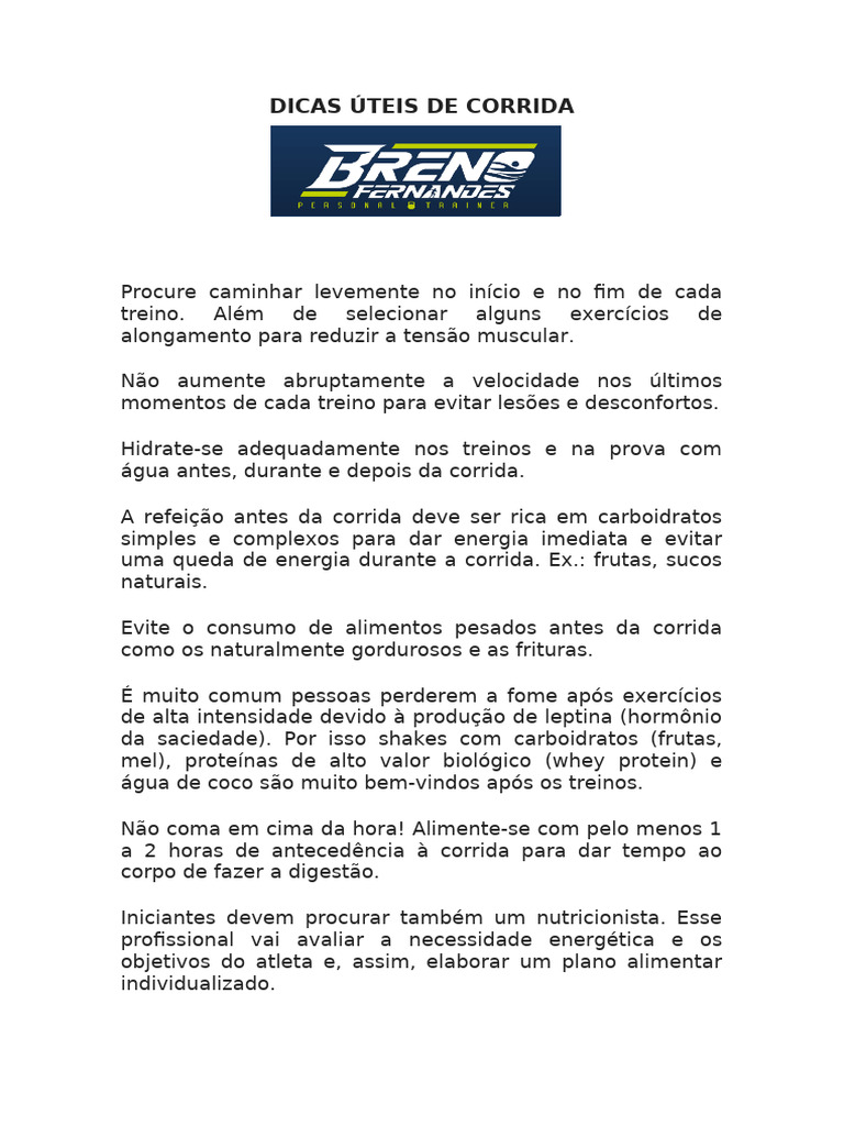 Dicas Úteis de Corrida | PDF