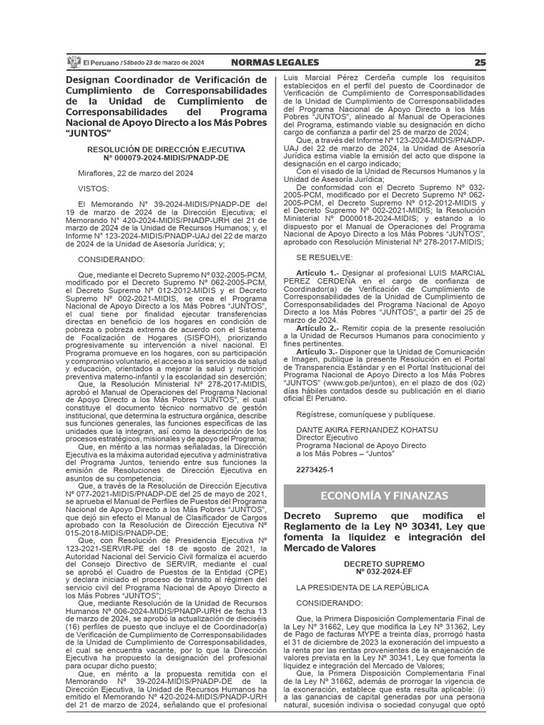 D.S. 032-2024-EF - Fomento Mercado de Valores | PDF