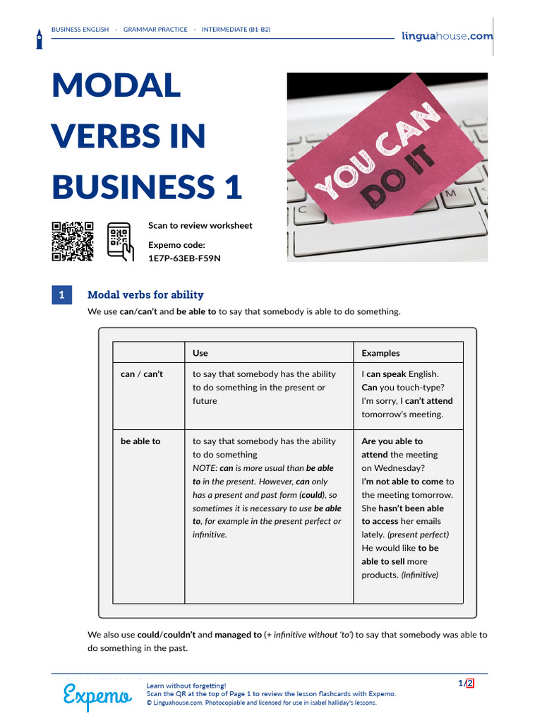 Modal Verbs in Business 1 British English Student | PDF