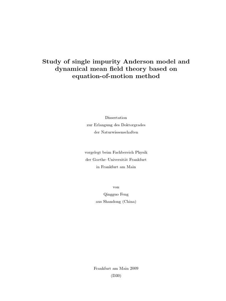 Study of Single Impurity Anderson Model and Dynamical Mean Field Theory ... Study of Single Impurity Anderson Model and Dynamical Mean Field Theory ...