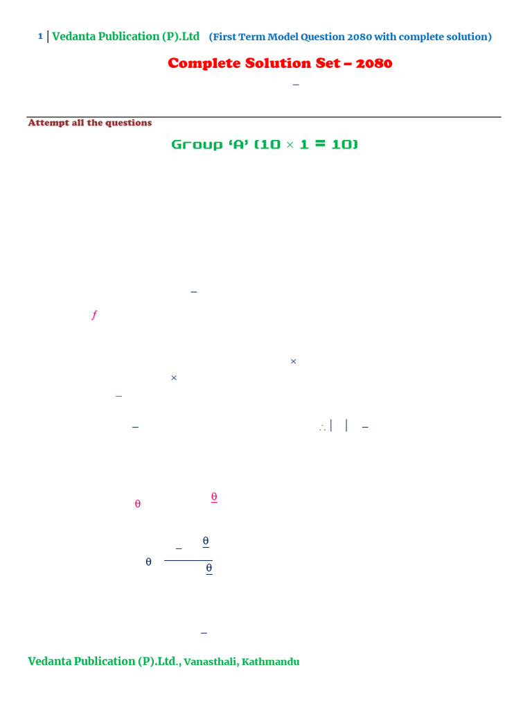 Class X Math Model Questions 2080 | PDF | Division (Mathematics ...