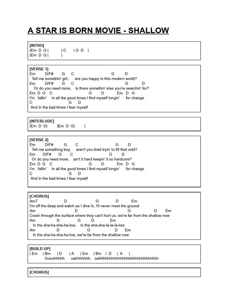 A Star Is Born Movie - Shallow | PDF