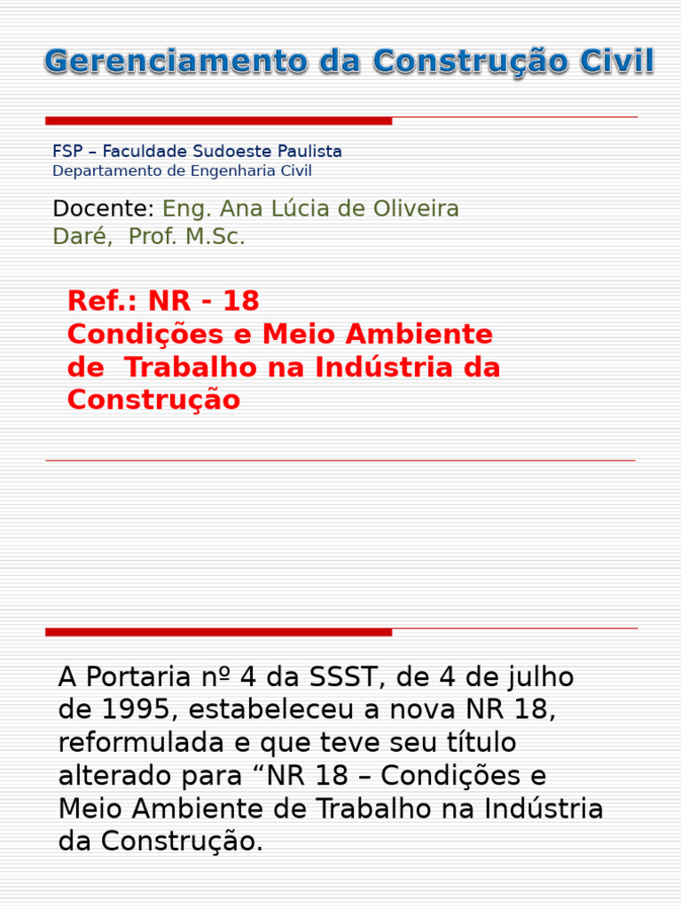 Aula 2 NR 18 Itens | PDF
