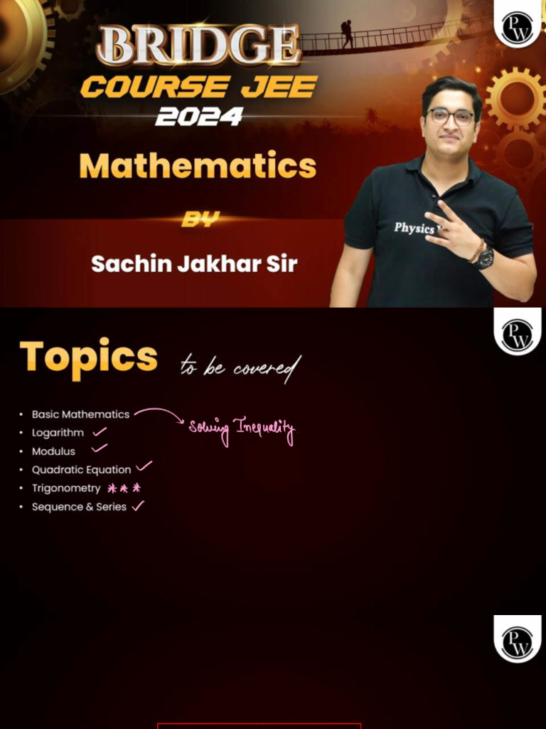 Class 12th JEE Maths - Class Notes - Bridge Course JEE 2025 | PDF